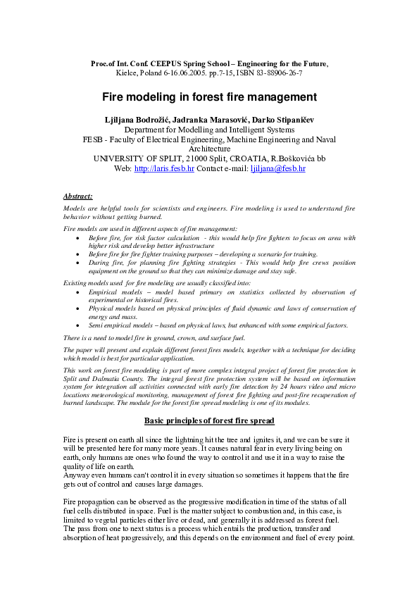 (PDF) Fire Modelling in Forest Fire management