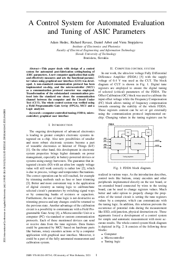 (PDF) A Control System for Automated Evaluation and Tuning of ASIC ...