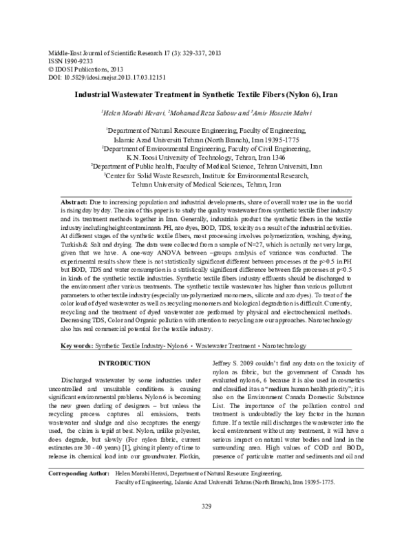 (PDF) Photocatalytic Treatment of Textile Industrial Wastewater | Dr falah Hussein - Academia.edu