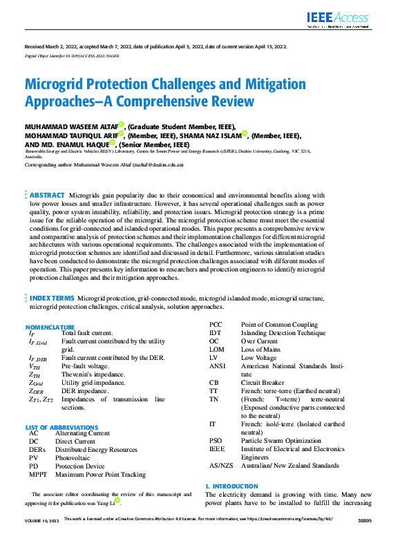 Pdf Microgrid Protection Challenges And Mitigation Approaches A Comprehensive Review