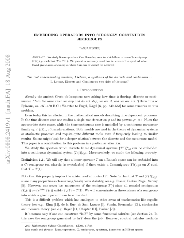 (PDF) Embedding operators into