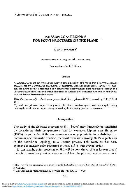 (PDF) Poisson convergence for point processes on the plane
