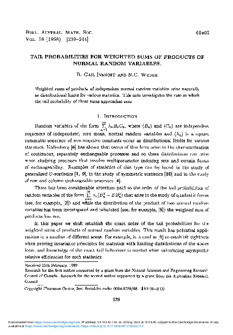(PDF) Tail probabilities for weighted sums of products of normal random ...