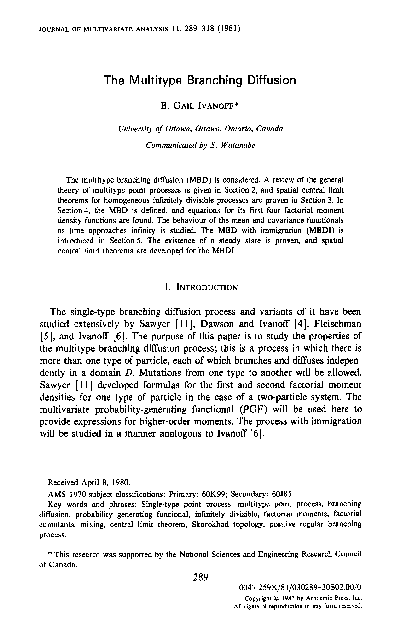 (PDF) The multitype branching diffusion