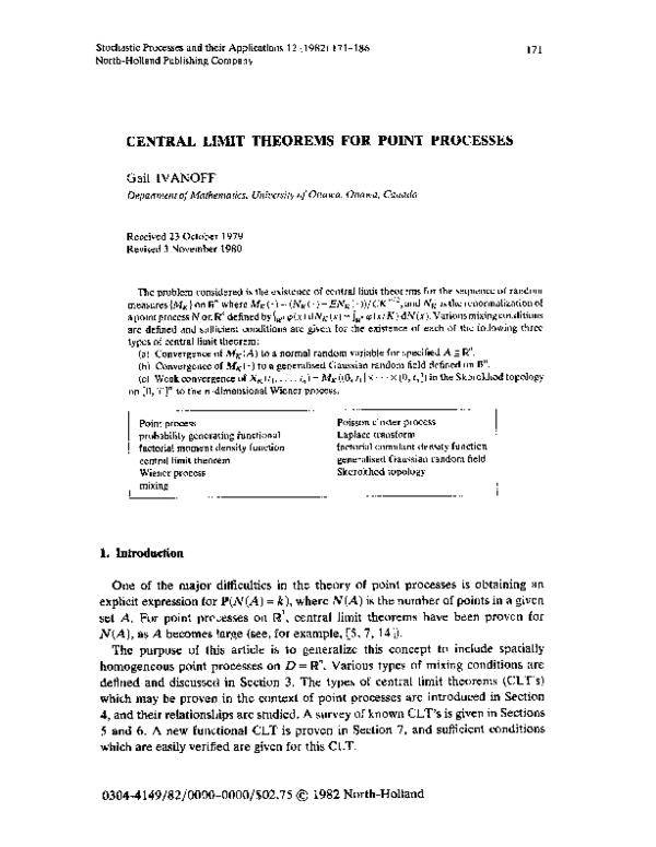 (PDF) Central limit theorems for point processes