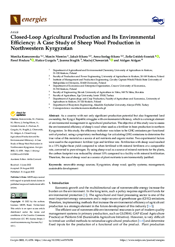 (PDF) Closed-Loop Agricultural Production and Its Environmental ...