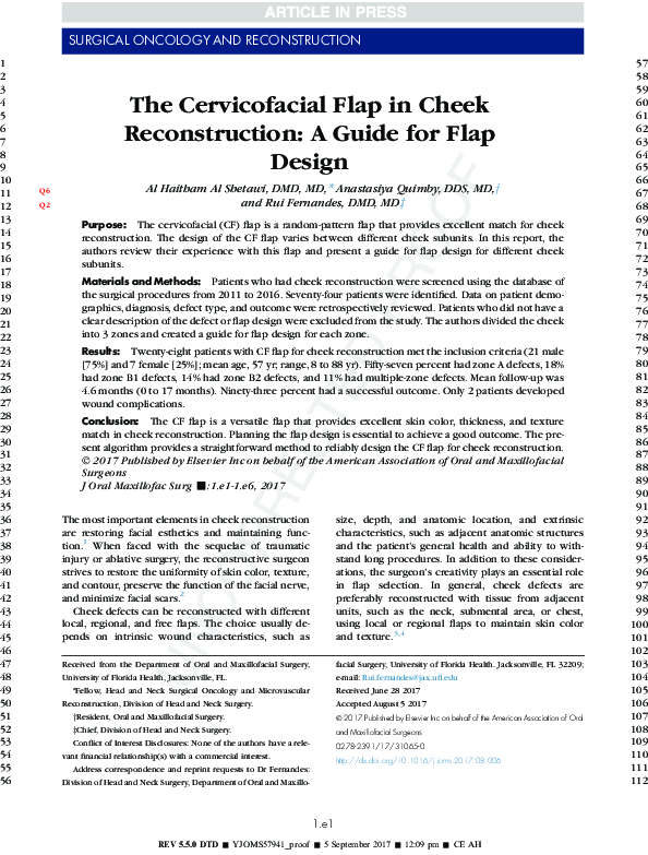 (PDF) The Cervicofacial Flap in Cheek Reconstruction: A Guide for Flap ...