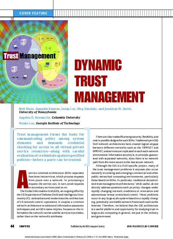 (PDF) Dynamic Trust Management