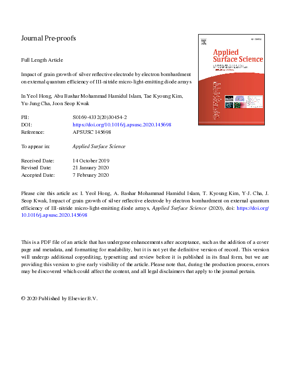 (PDF) Impact of grain growth of silver reflective electrode by electron bombardment on external ...