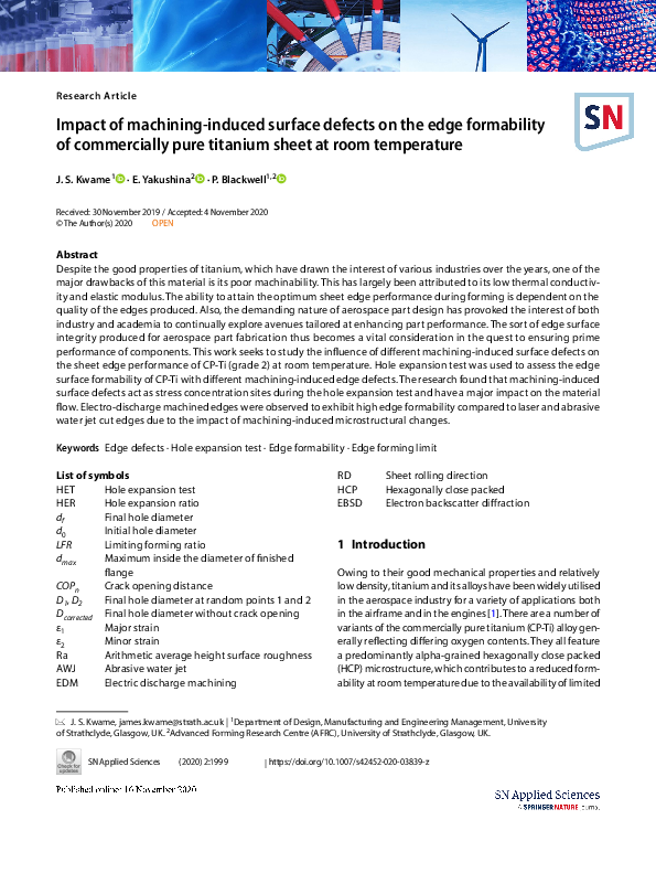 (PDF) Impact of machining-induced surface defects on the edge ...