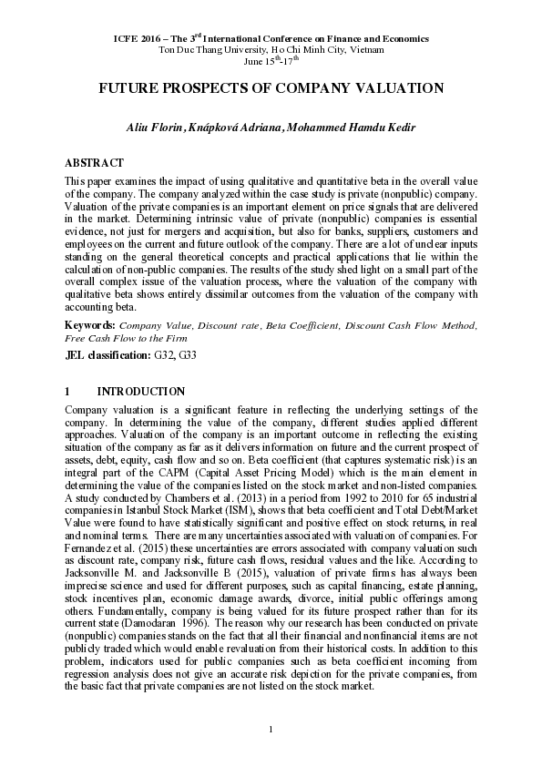 (PDF) Future prospects of company valuation