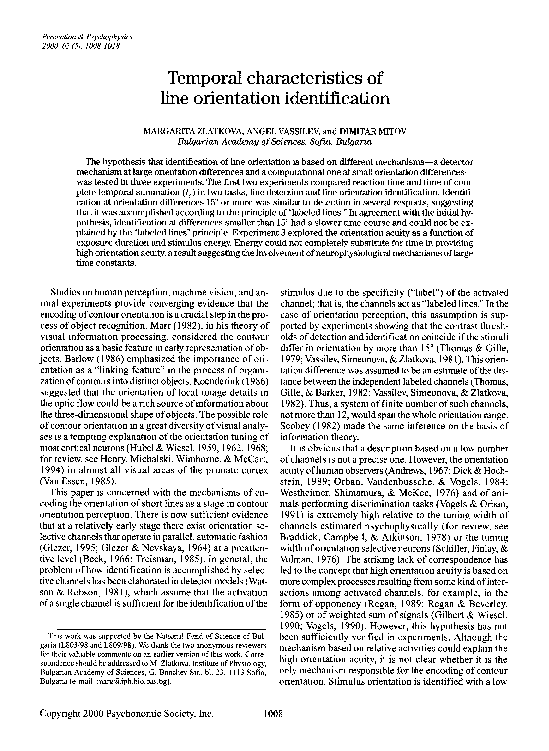 (PDF) Temporal characteristics of line orientation identification