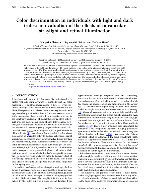 (PDF) Color discrimination in individuals with light and dark irides ...