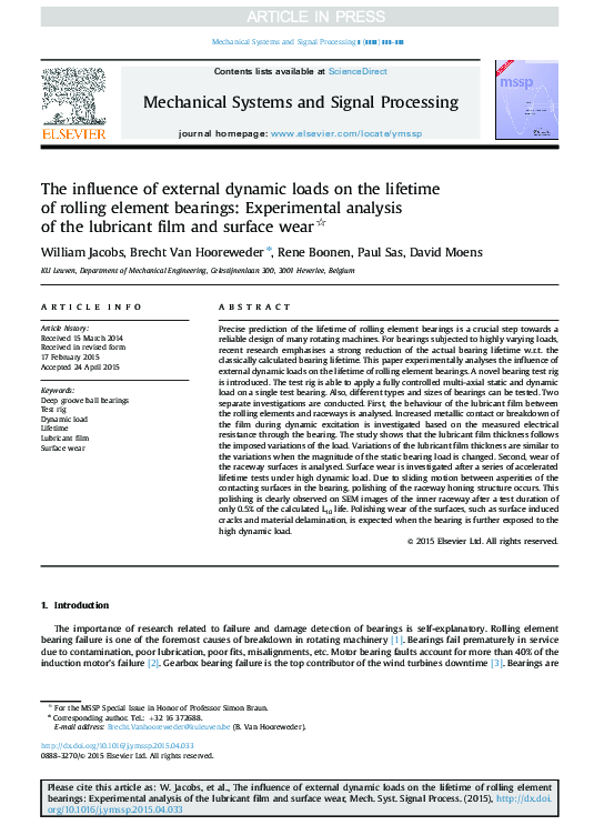 (PDF) The influence of external dynamic loads on the lifetime of ...