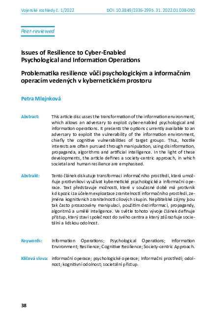 (PDF) Issues of Resilience to Cyber-Enabled Psychological and ...