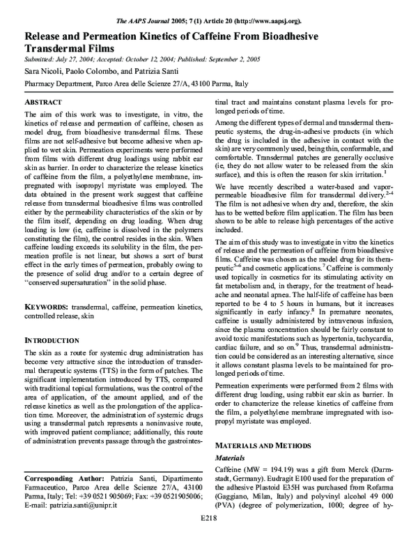 (PDF) Release and permeation kinetics of caffeine from bioadhesive ...