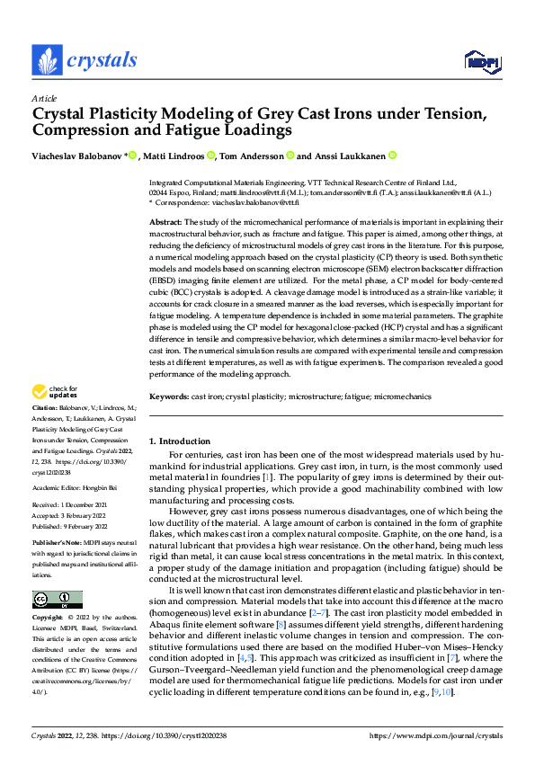 (PDF) Crystal Plasticity Modeling of Grey Cast Irons under Tension ...