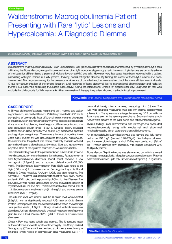 (PDF) Waldenstroms Macroglobulinemia Patient Presenting with Rare ...