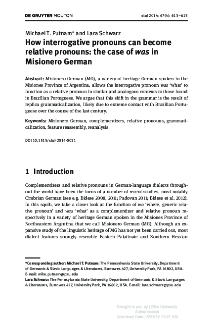 (PDF) How interrogative pronouns can become relative pronouns: the case ...