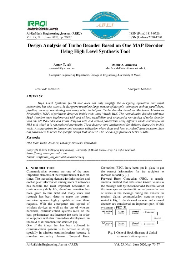 Pdf Design Analysis Of Turbo Decoder Based On One Map Decoder Using High Level Synthesis Tool