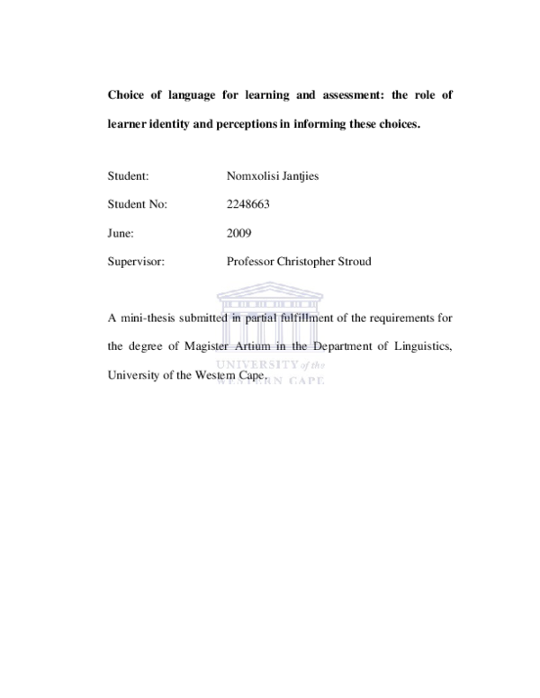 (PDF) Choice of language for learning and assessment: the role of ...
