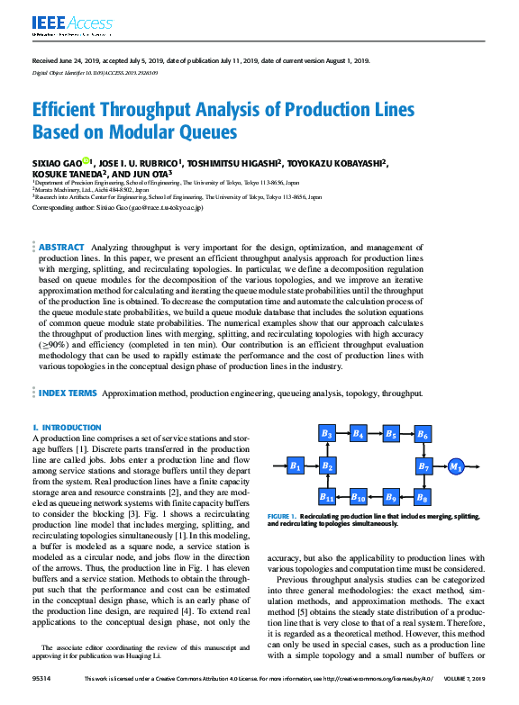 (PDF) Efficient Throughput Analysis of Production Lines Based on Modular Queues