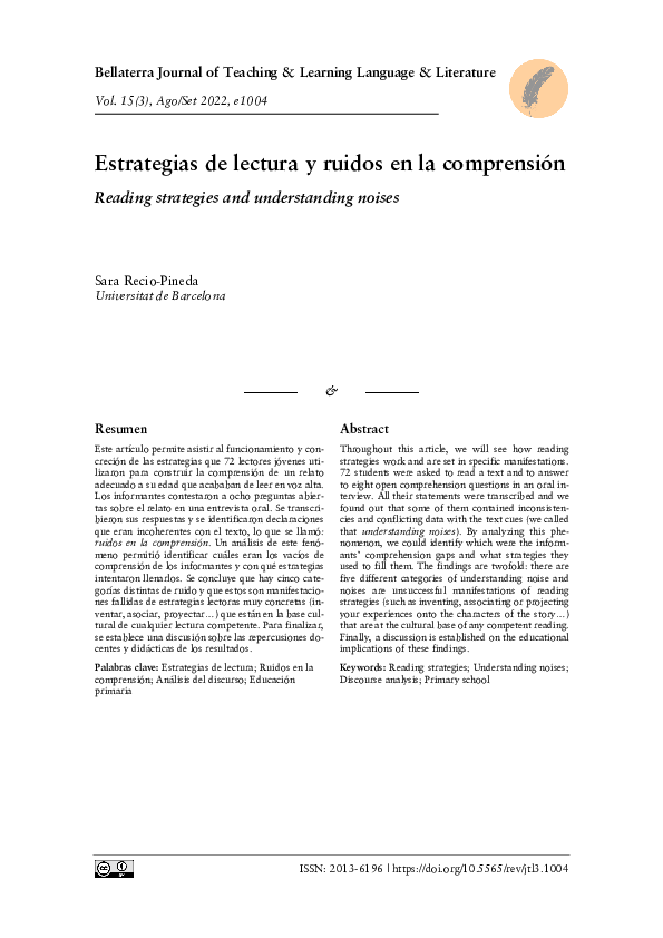 (PDF) Estrategias de lectura y ruidos en la comprensión Reading ...