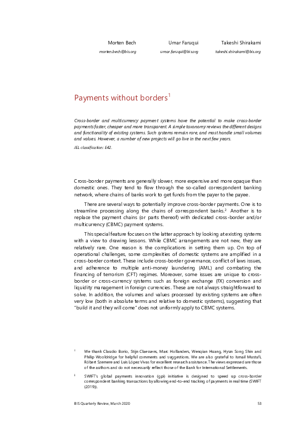 (PDF) Payments Without Borders