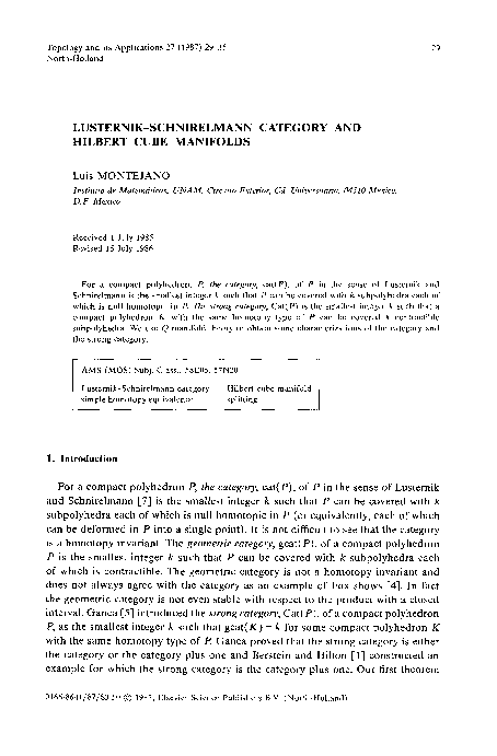 (PDF) Lusternik-Schnirelmann category and Hilbert cube manifolds