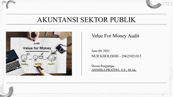 (PPT) VALUE FOR MONEY AUDIT