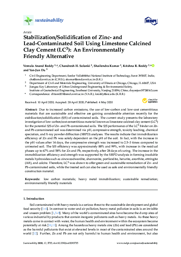 (PDF) Stabilization/Solidification of Zinc- and Lead-Contaminated Soil Using Limestone Calcined ...