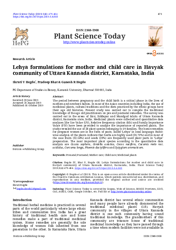 (PDF) Lehya formulations for mother and child care in Havyak community ...