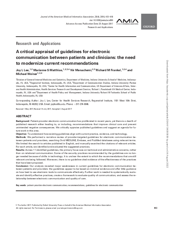 (PDF) A critical appraisal of guidelines for electronic communication ...