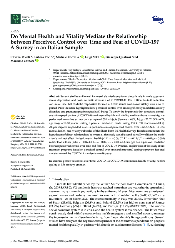 (PDF) Do Mental Health and Vitality Mediate the Relationship between ...