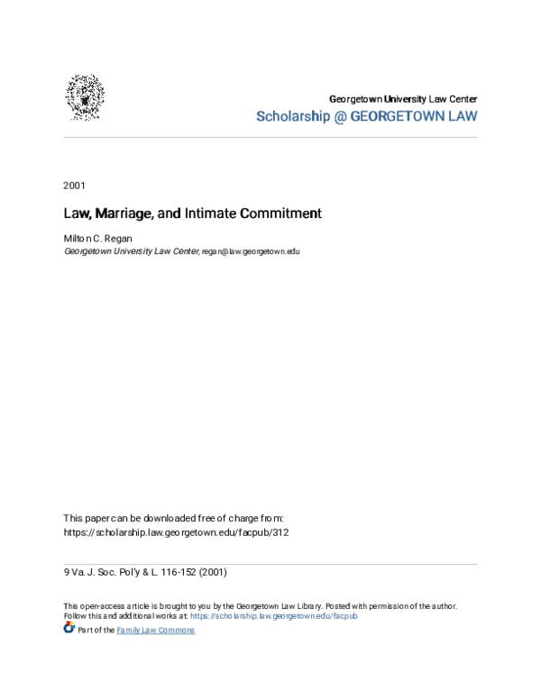 (PDF) Law, Marriage, and Intimate Commitment