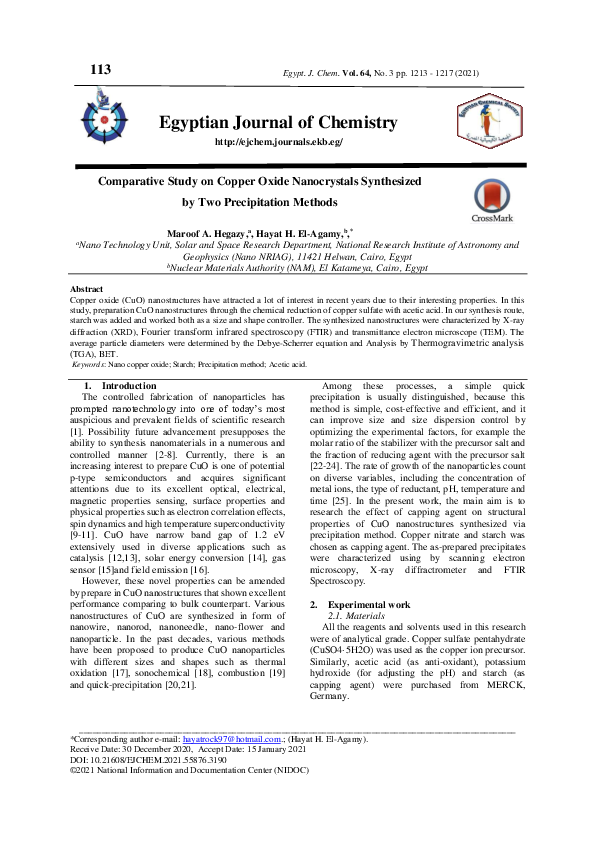 (PDF) ICMMS-2: Comparative Study on Copper Oxide Nanocrystals ...