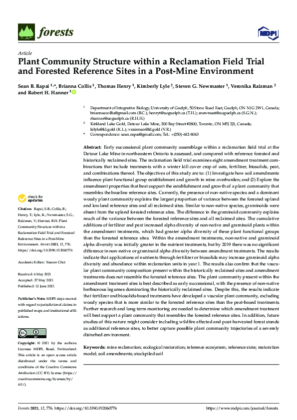 (PDF) Plant Community Structure within a Reclamation Field Trial and ...