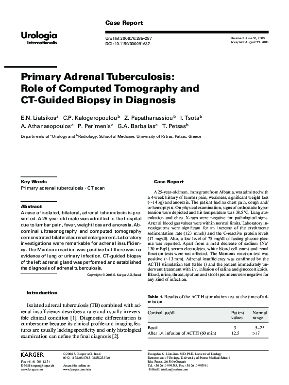(PDF) Primary Adrenal Tuberculosis: Role of Computed Tomography and CT ...