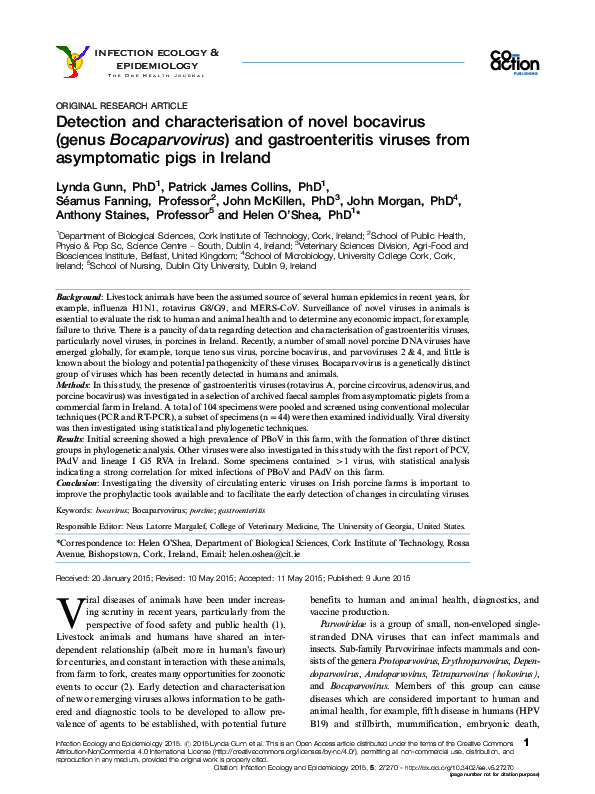 (PDF) Detection and characterisation of novel bocavirus (genus ...