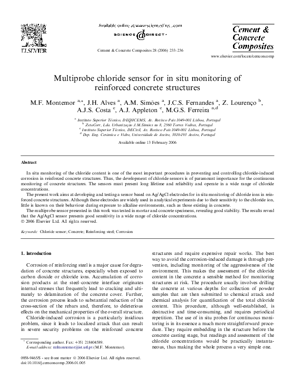 (PDF) Multiprobe chloride sensor for in situ monitoring of reinforced ...