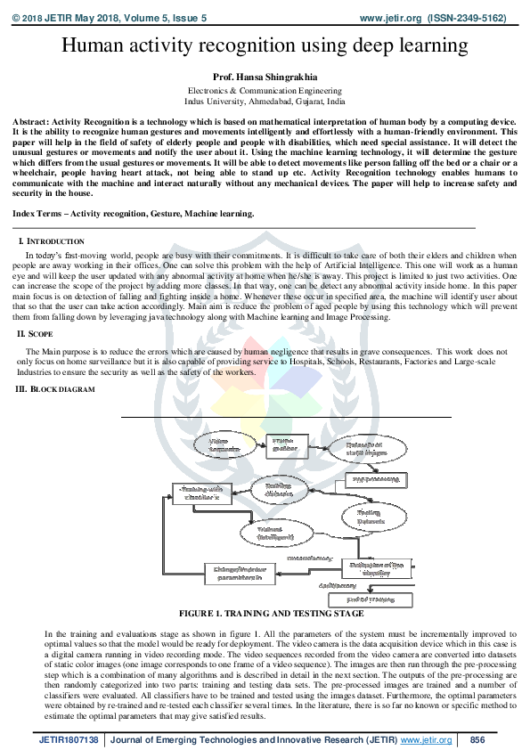 (PDF) Human activity recognition using Deep Learning