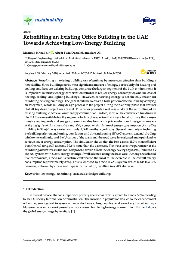 (PDF) Retrofitting an Existing Office Building in the UAE Towards ...