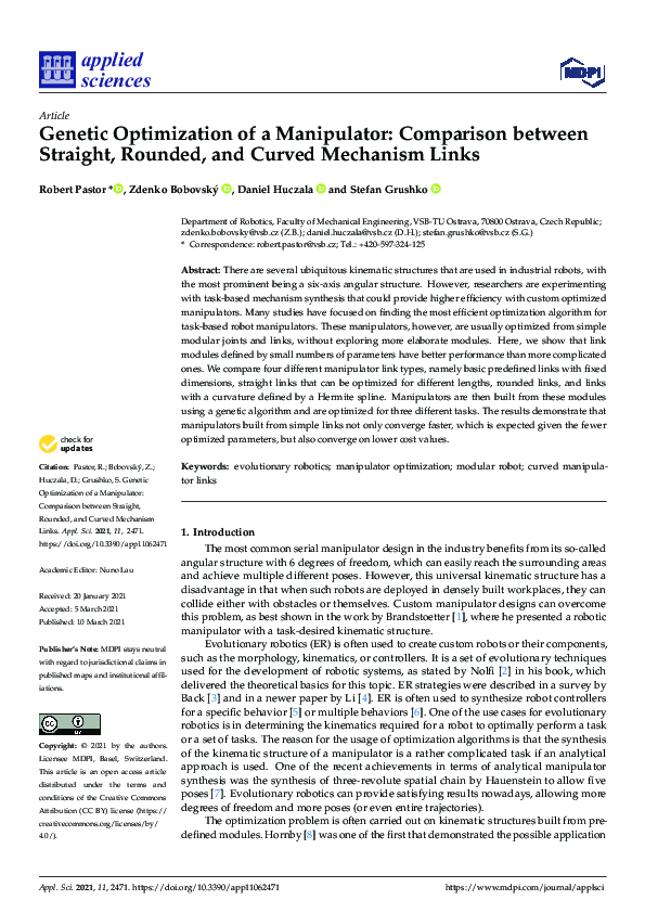 (PDF) Genetic Optimization of a Manipulator: Comparison between Straight, Rounded, and Curved ...