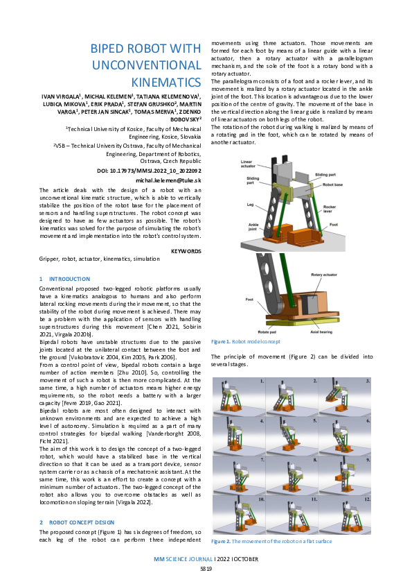 (PDF) Biped Robot with Unconventional Kinematics