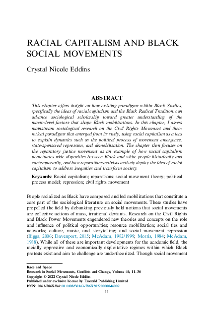 (PDF) RACIAL CAPITALISM AND BLACK SOCIAL MOVEMENTS
