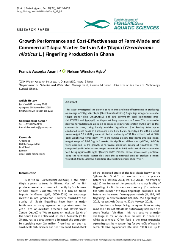 (PDF) Growth Performance and Cost-Effectiveness of Farm-Made and ...