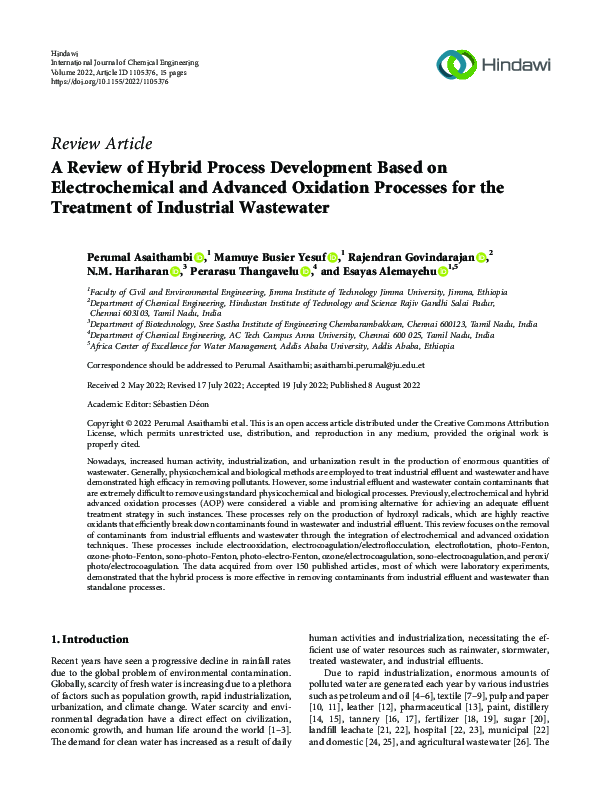 (PDF) A Review of Hybrid Process Development Based on Electrochemical ...