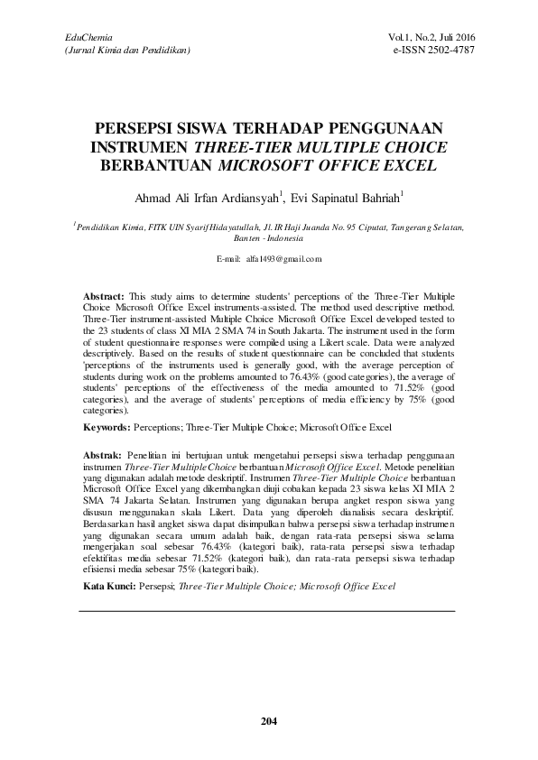 (PDF) Persepsi Siswa Terhadap Penggunaan Instrumen Three-Tier Multiple ...