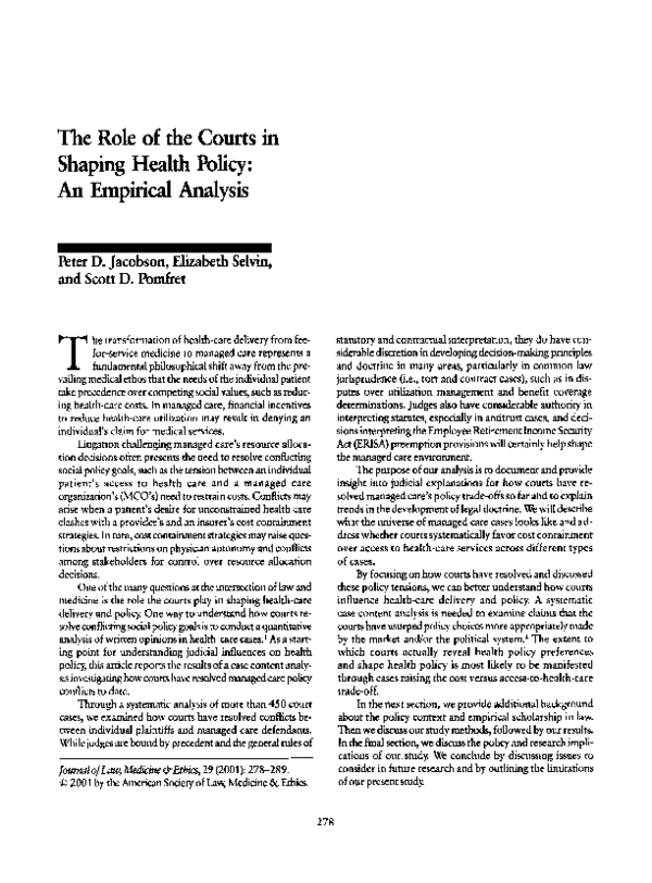 (PDF) The Role of the Courts in Shaping Health Policy: An Empirical ...