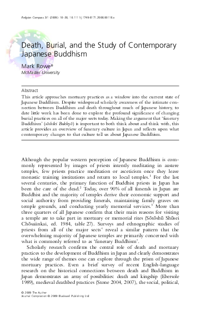 (PDF) Death, Burial, and the Study of Contemporary Japanese Buddhism